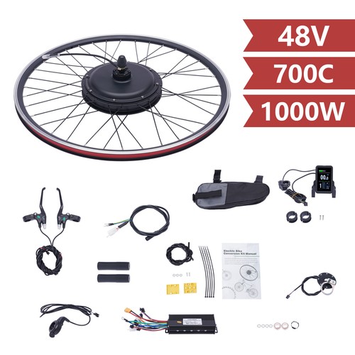 48V 1000W Brushless Front Hub Motor Conversion Kits DIY Ebike 700C 45 ...
