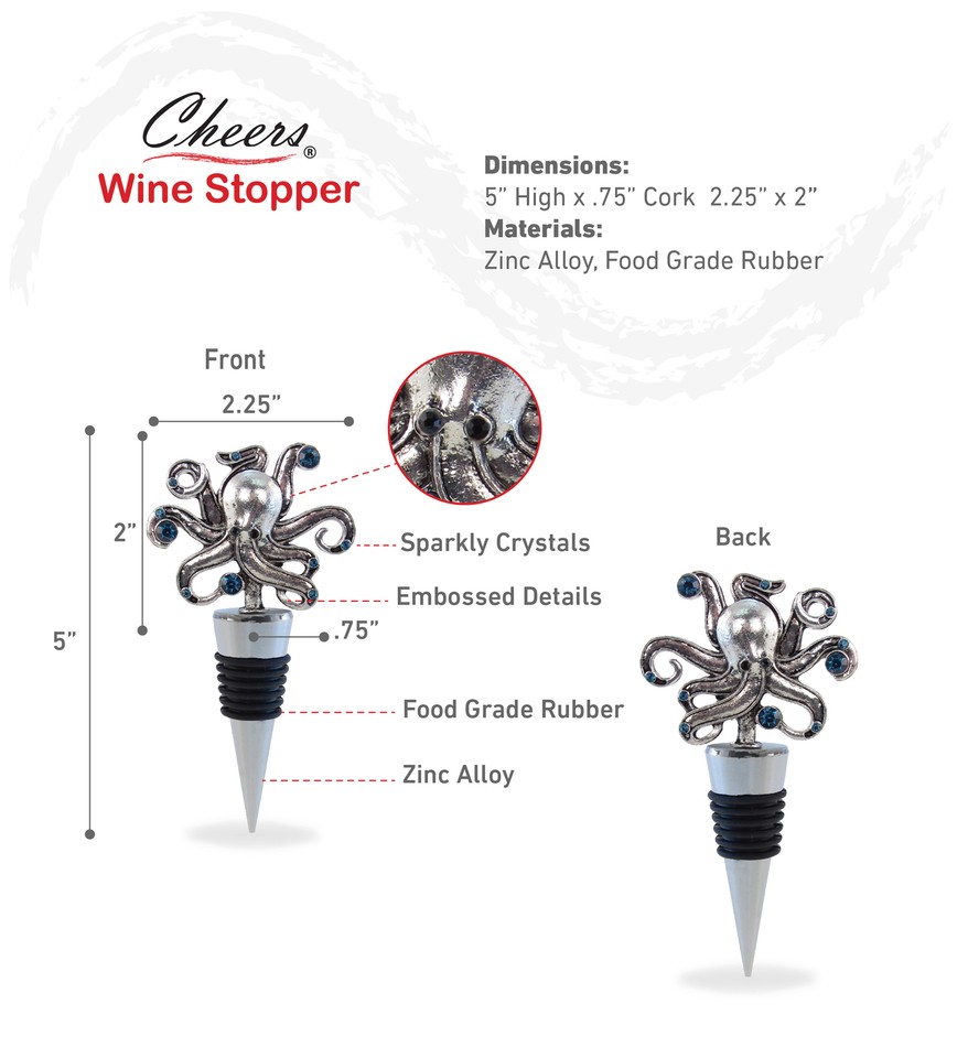 Cheers Octopus Metal Wine Stopper - Vacuum Seal Airtight Leak Proof ...
