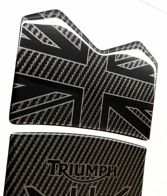 TRIUMPH CARBON TANK PAD UK FLAG UNION JACK FUEL TANK PROTECTOR TRIUMPH ...
