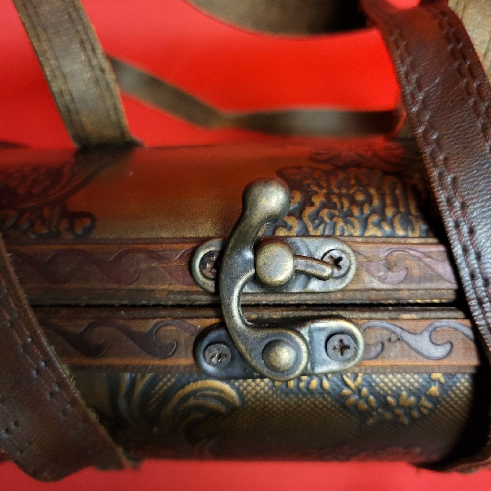 Vintage Hard Case Wood Purse Metal Hinge Closure Leather Handles | eBay