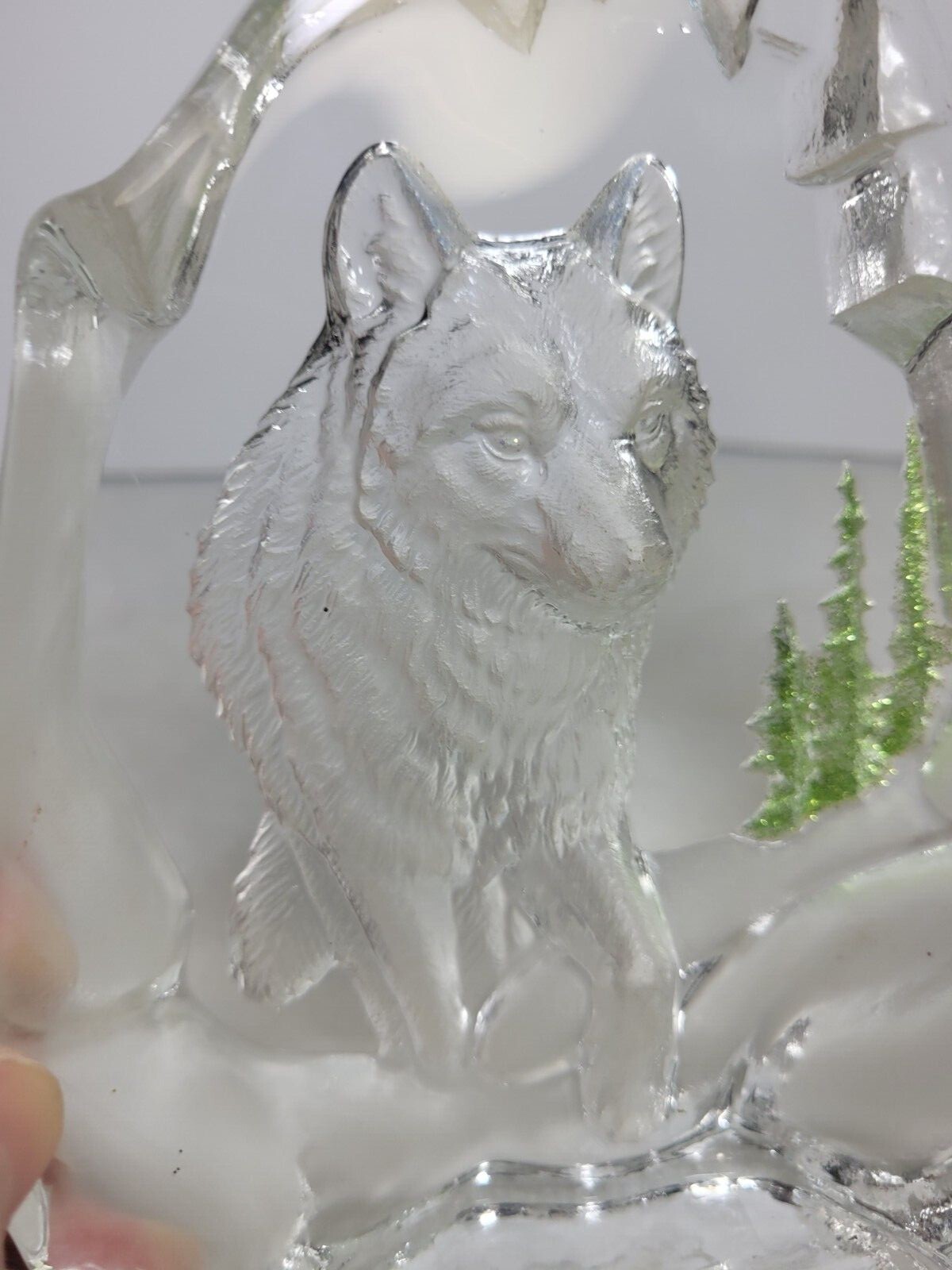 Wolf & Glitter Tree 3D Etched Glass Paperweight Art Piece Size 6"x5" | eBay