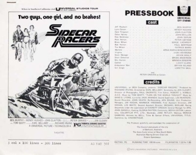 SIDECAR RACERS great movie PRESSBOOK 1975 | eBay