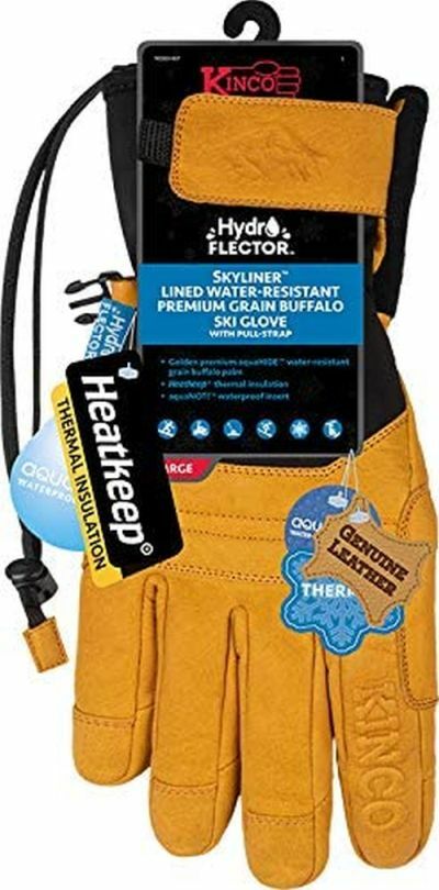 Kinco 9088HKP Mens Ski Gloves Buffalo Leather Waterproof HydroFlector ...