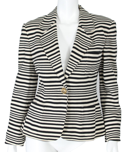 MOSCHINO CHEAP & CHIC 1992 Vintage Black & Ivory Striped Cotton Blazer ...