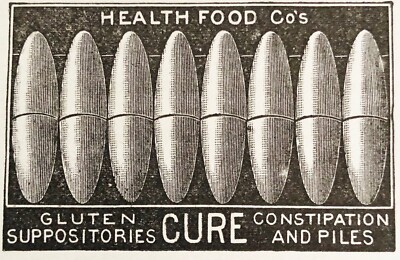 1895 GLUTEN SUPPOSITORY BOX Vtg Constipation&Piles Cure Print Ad~Health ...