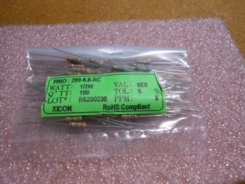 XICON RESISTOR (LOT OF 1000 PC) PART # 293-6.8-RC 6.8 OHM 5% 1/2W | eBay