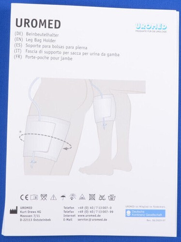 Uromed Beinlinge Gr. S/M/L/XL Urin Beinbeutelhalter Stulpe mit Tasche ...