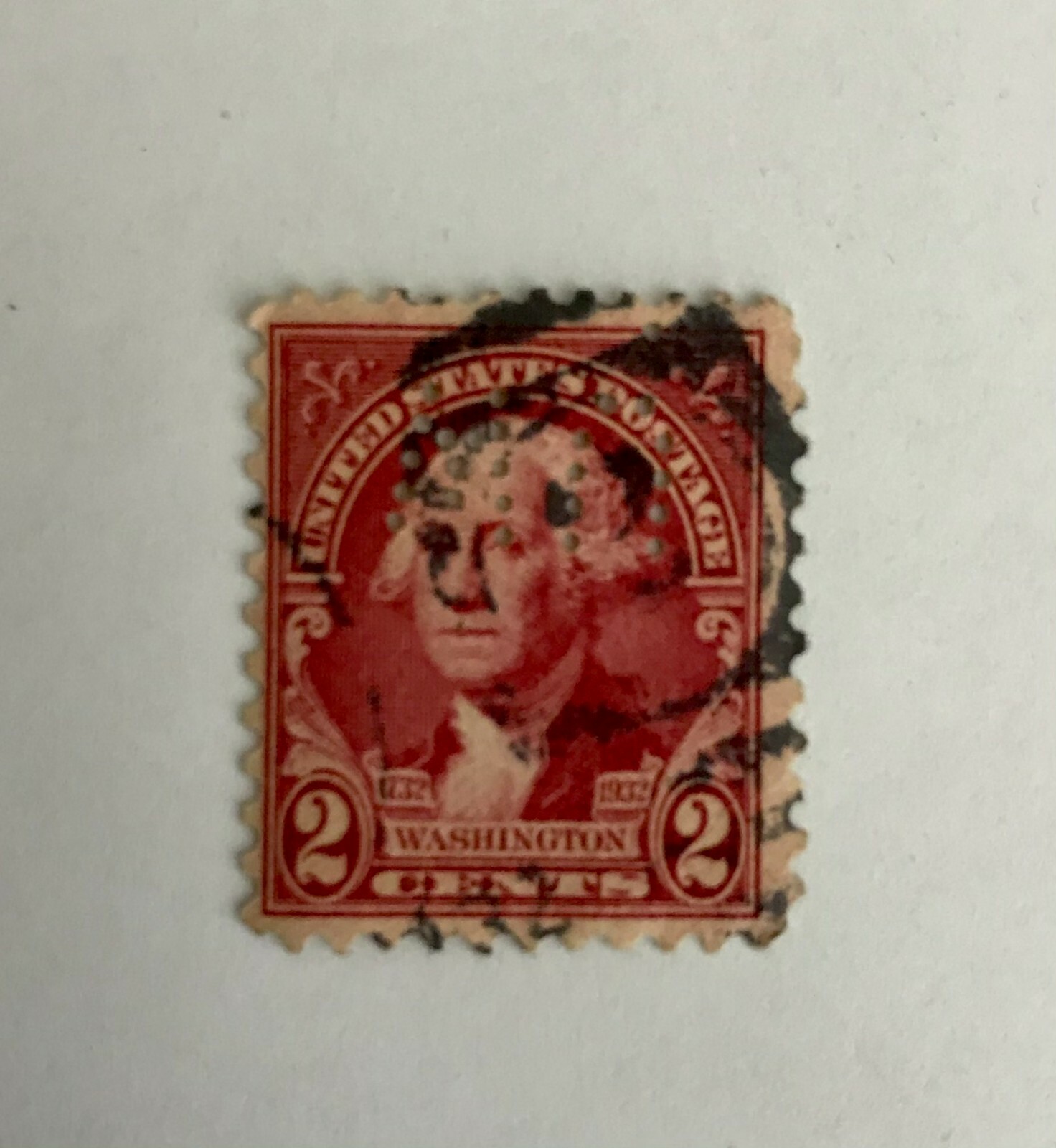 George Washington Red Very Rare 2 Cent Stamp With Perfin/MT | eBay