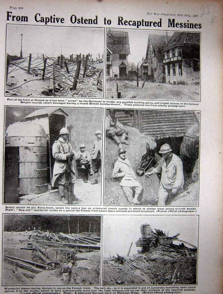 Old Vintage Print 1917 Ww1 Ostend Messines France Noyon Women Alsatian ...