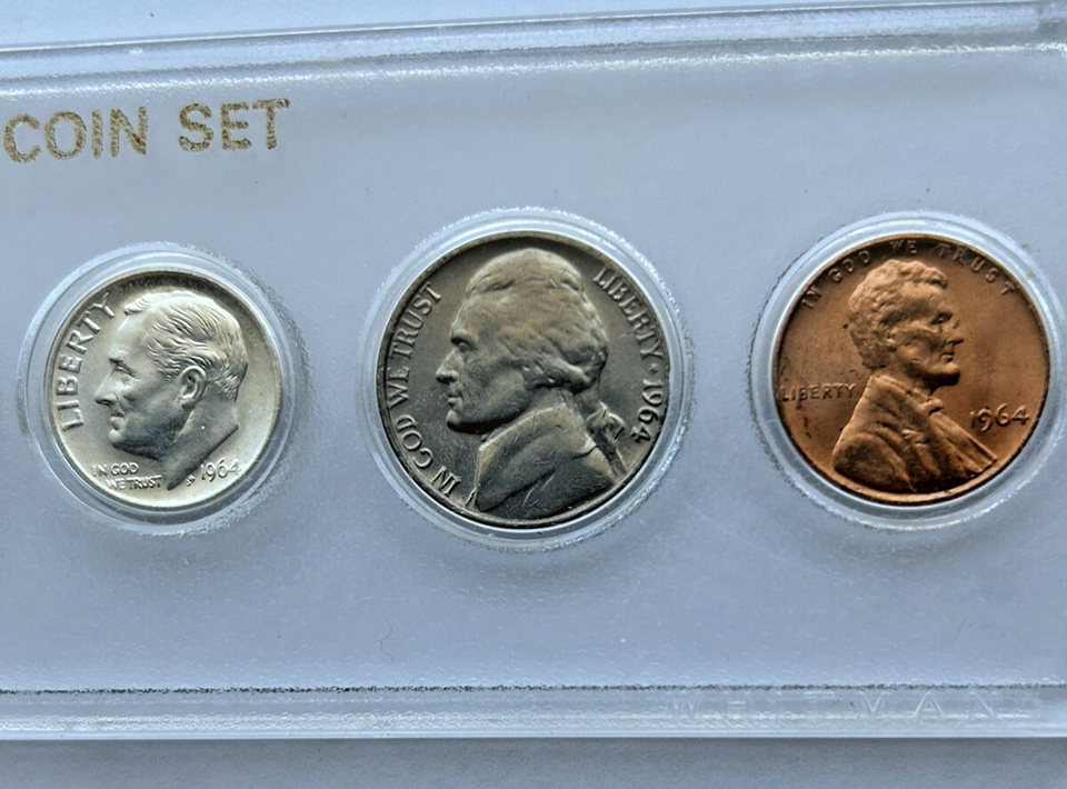 1964 Coin Set U.S. Mint Uncirculated 90% Silver JFK in Vintage Whitman ...