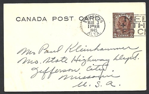 BL Canada 1943 4c RED CROSS POST CARD | eBay