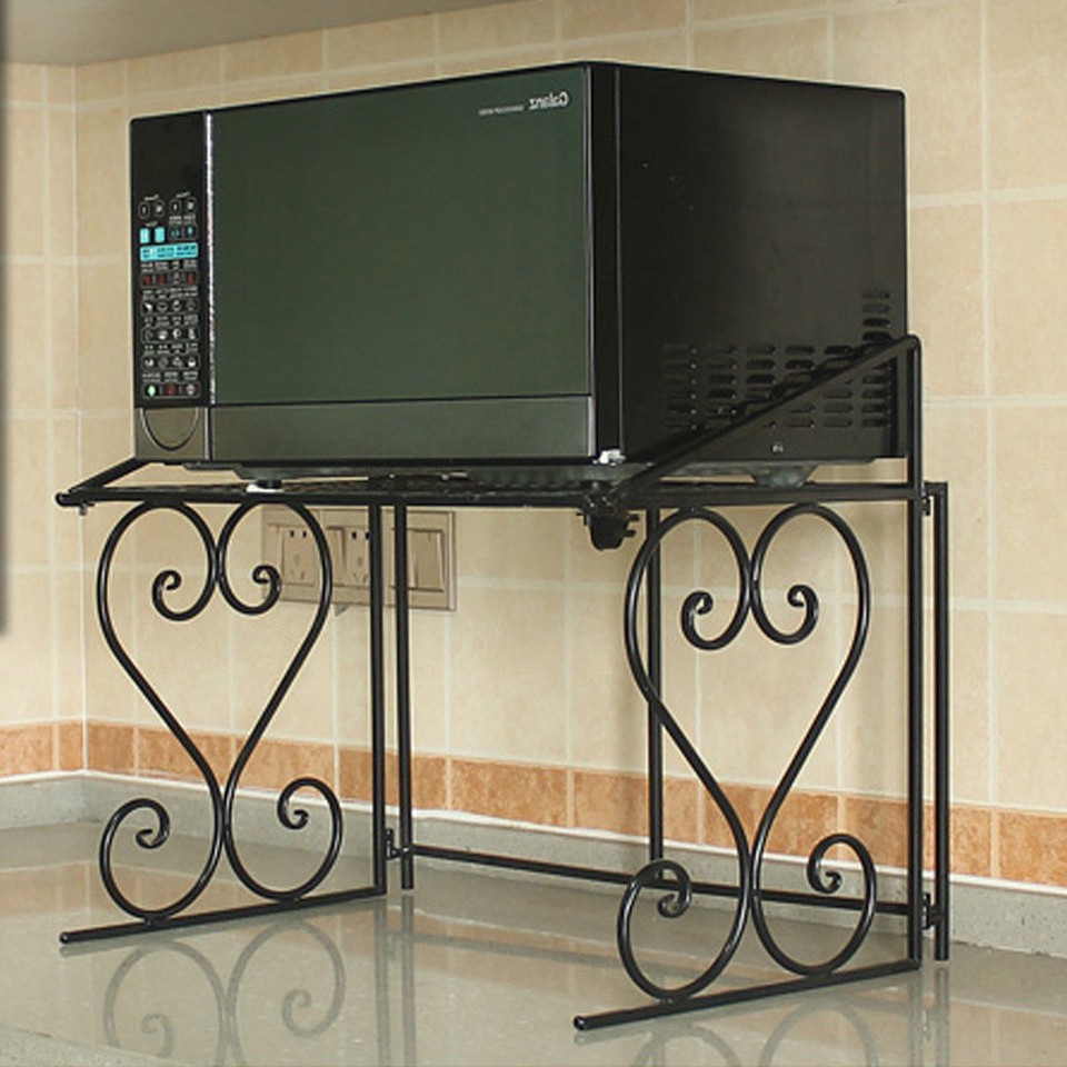 Metal Shelf Microwave Oven Rack Kitchen Organizer Counter Cabinet ...