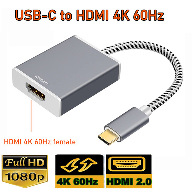 USB C to HDMI 2.0 4K 60Hz Adapter Cable Type C to HDMI VGA DVI for ...