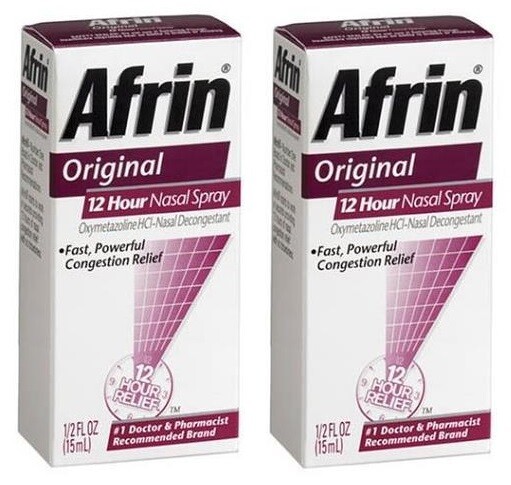 2 Pack Afrin Nasal Spray Original Maximum Strength 12Hr Allergy 0.5Oz ...