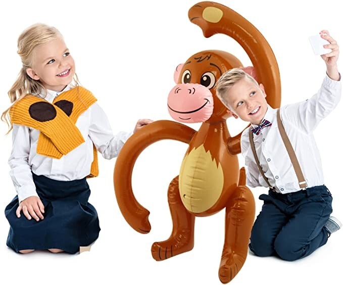 INFLATABLE MONKEY Party Decoration Blow Up Toy Animal Inflate Kids 58cm ...