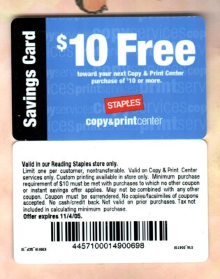 STAPLES Savings Card ( 2005 ) Rewards / Loyalty Card ( $0 - NO VALUE ...
