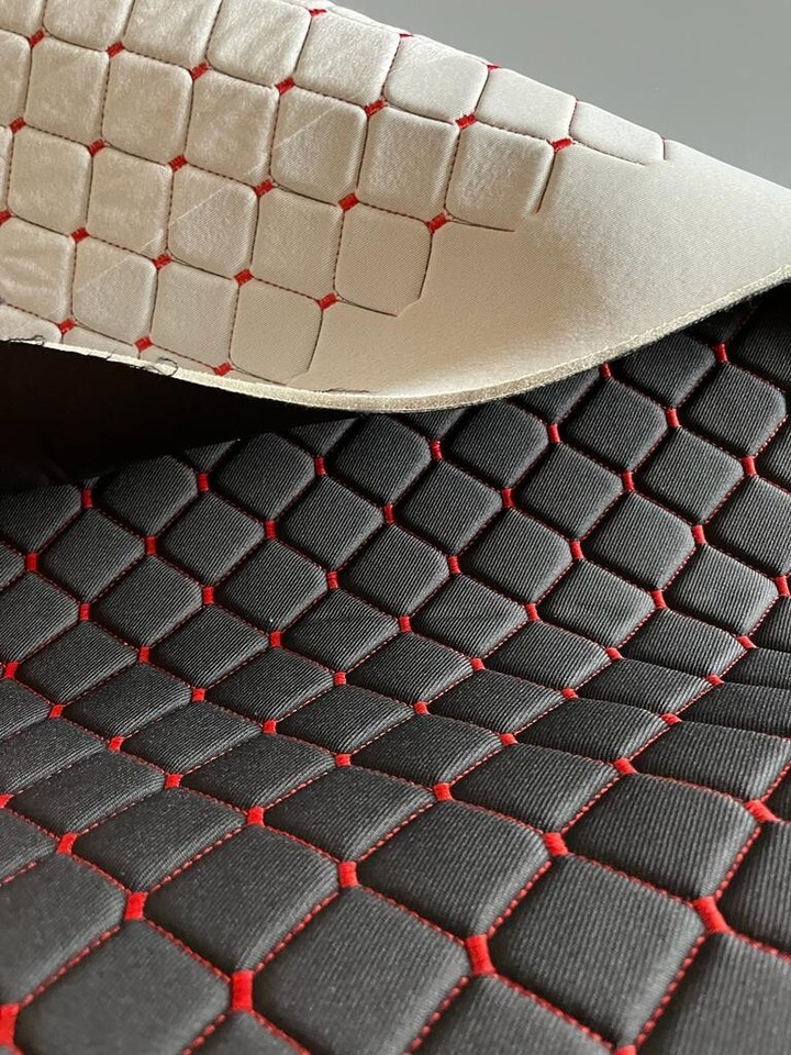 Black/red Diamond Stitch Embossed Fabric Lining Car Upholstery ...