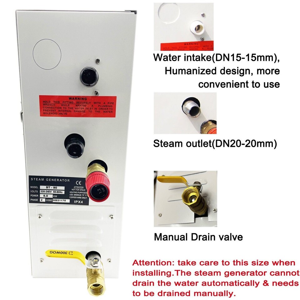 3kw stainless steel Bath Steam Generator Auto descaling Sauna Room ...