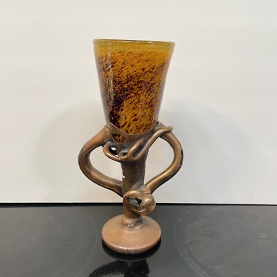 Brutalist OOAK Bronze and Glass Vase 10” Signed Filip Ravert | eBay