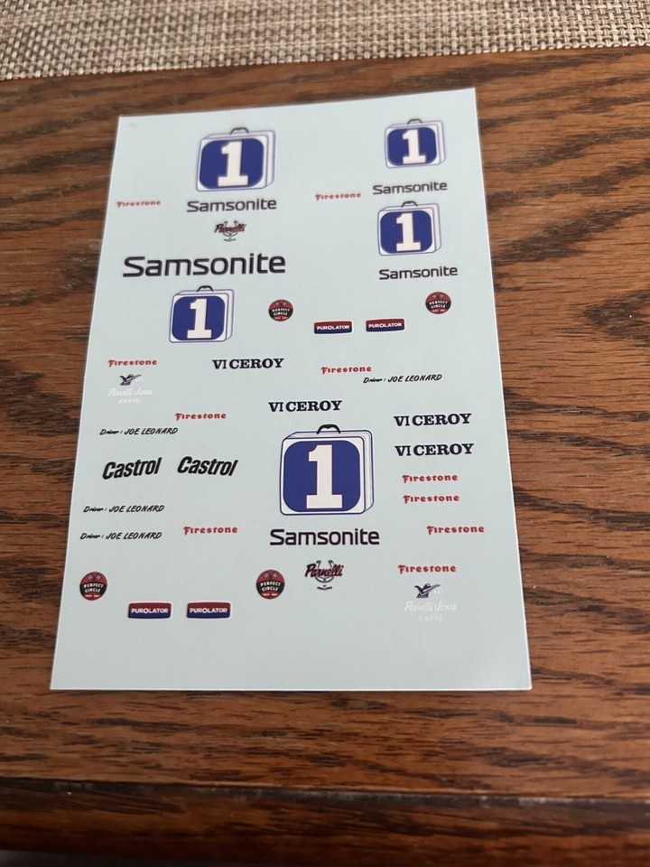 1:25 Decals 1973 Joe Leonard #1 Samsonite Parnelli | eBay