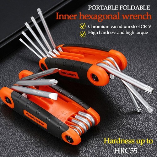 8 In 1 Folding Hand Tool Hexagonal Wrench Hexagon Spanner Screwdriver ...