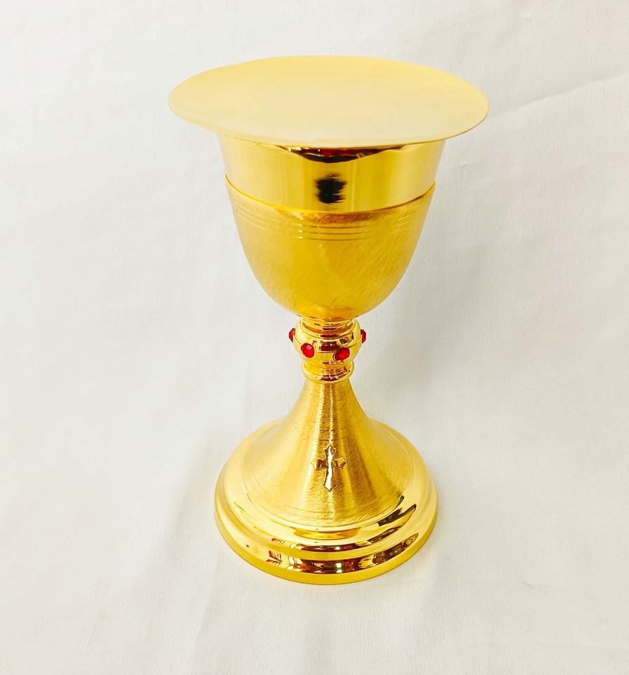 Chalice & paten Brass Gold Plated Goblet Holy Religious Gift Church ...