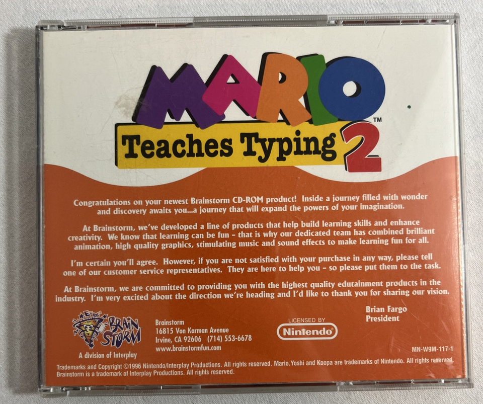 Mario Teaches Typing 2 PC Game CD-ROM 1996 Nintendo Super | eBay