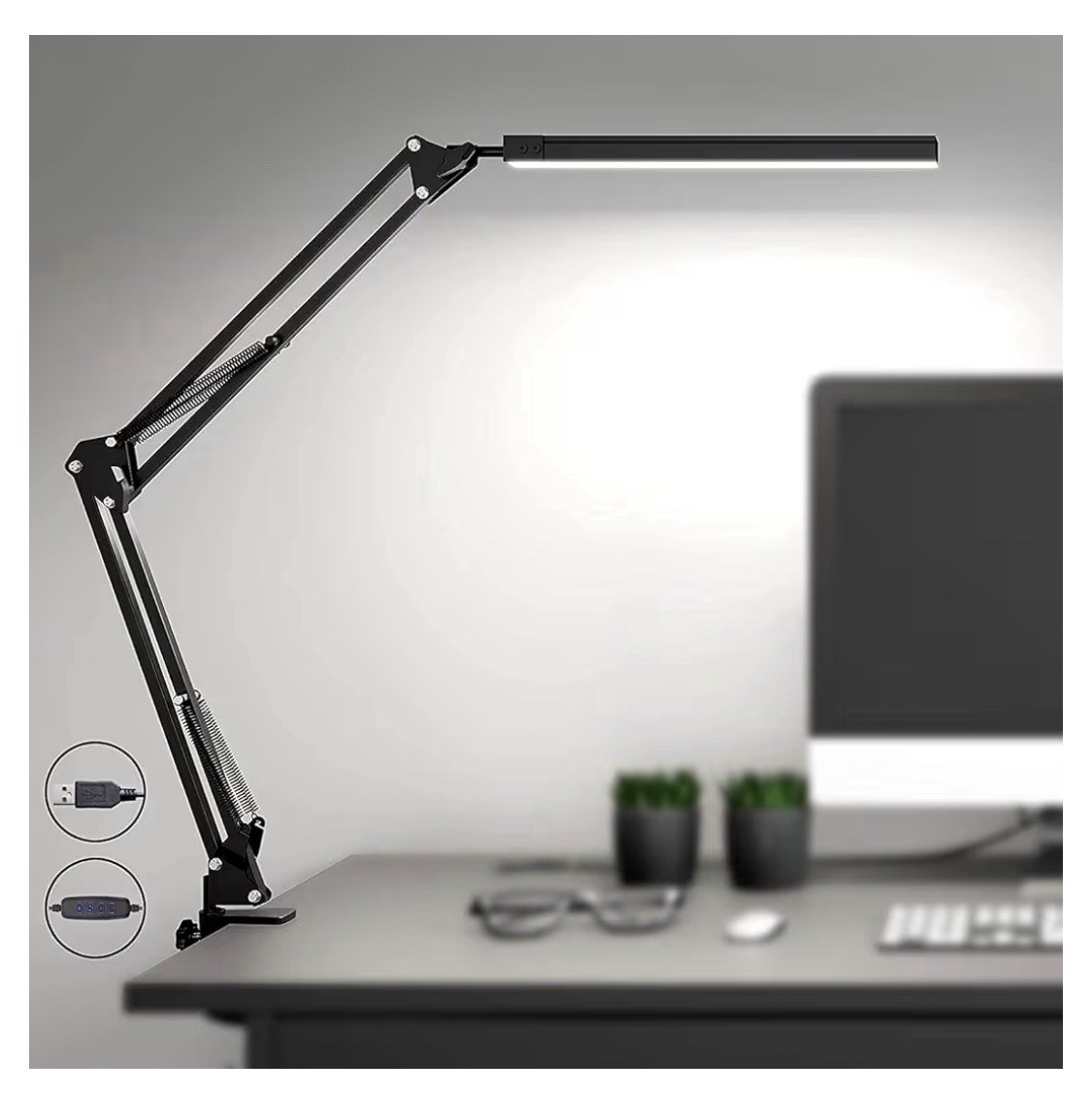 SKYLEO LED Desk Lamp 12W Clamp Light – 3 Modes, 10 Levels, Adjustable ...