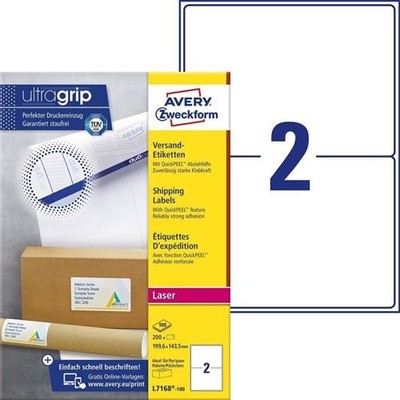Avery L7168-100 self-adhesive label Rectangle Permanent White 200 pc(s ...