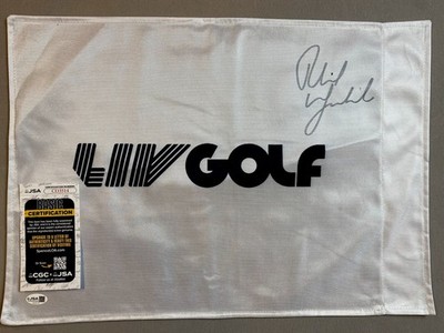 LIV GOLF STAR- PHIL MICKELSON AUTOGRAPH LIV GOLF LOGO PIN FLAG JSA ...