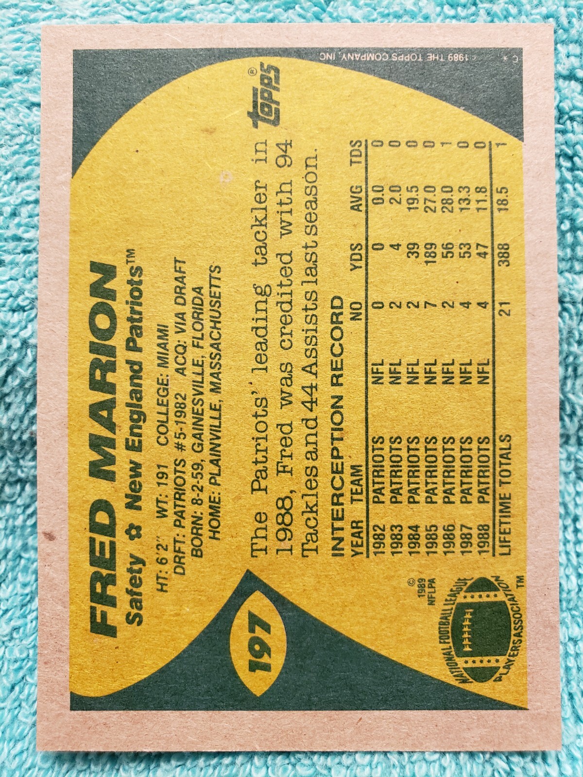 1989 Topps - #197 Fred Marion for sale online | eBay