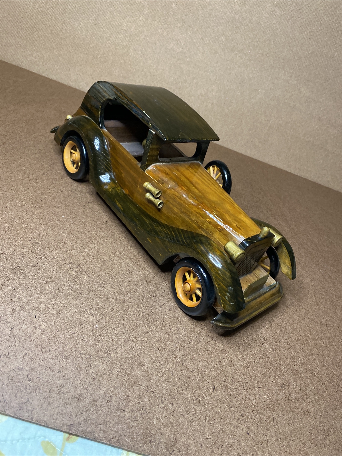 Old Car Figurine Vintage Handmade Wooden Statue Antique Decor Sculpture ...