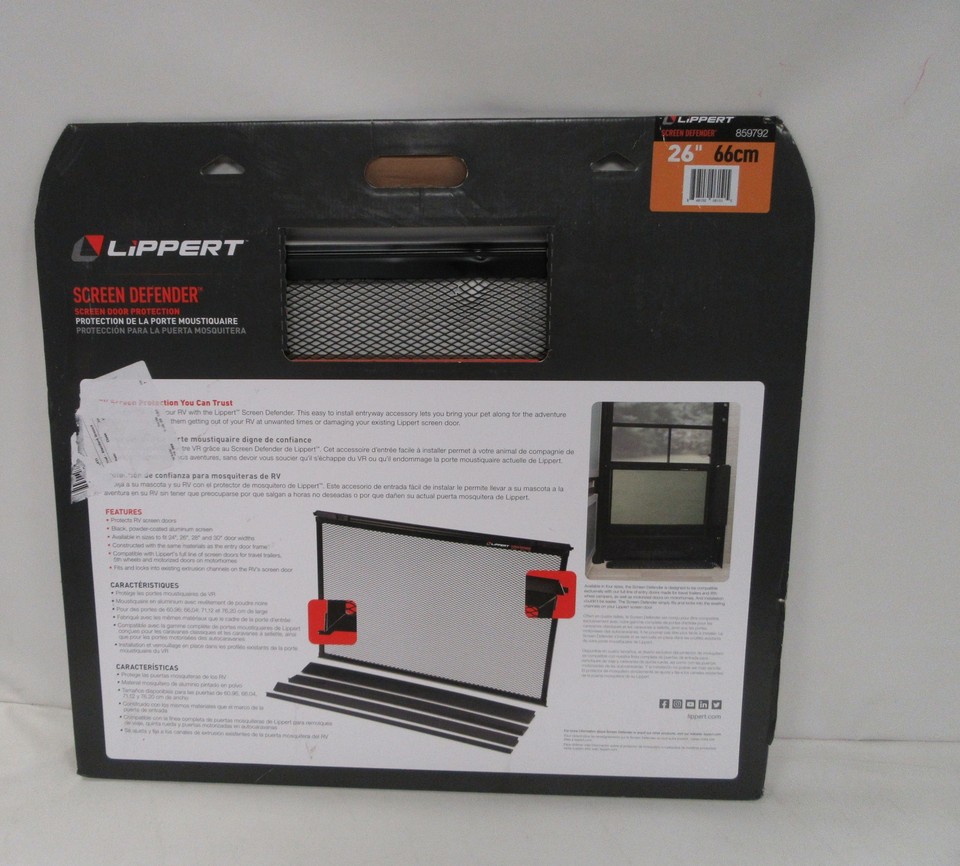 LIPPERT 26" SCREEN DEFENDER RV ENTRY DOOR SCREEN PROTECTOR 859792 BLACK ...