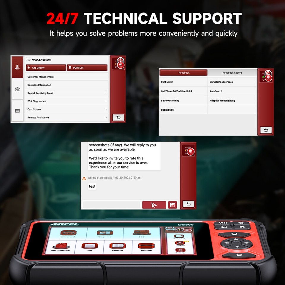 ANCEL DS300 OBD2 Scanner Bi-directional Test Engine IMMO Key ...