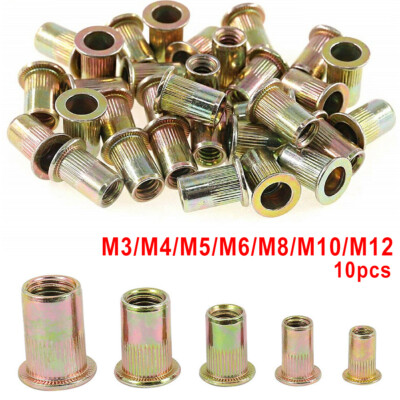 10PCS Flat Head Metric Threaded Blind Rivet Nut Insert Rivnut Nutsert ...
