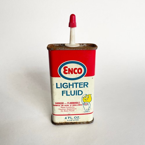 1960s 1970s Enco Lighter Fluid 4 Fl oz Empty Can - Esso - Humble Oil ...