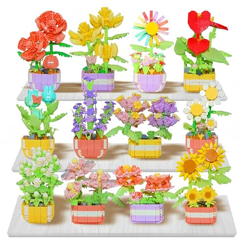 Flower Botanical Collection Mini Building Block Set, Plants Office Home ...