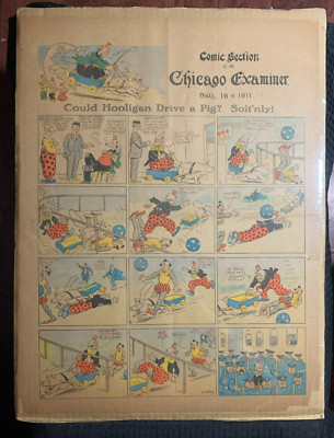 1911 HOOLIGAN DRIVES A PIG 16x22" Full Page Comic Strip 7/16/11 VG ...