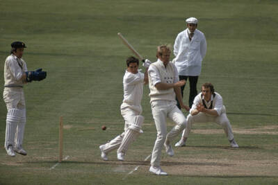 Vic Pollard batting for New Zealand during the match between - Cricket ...