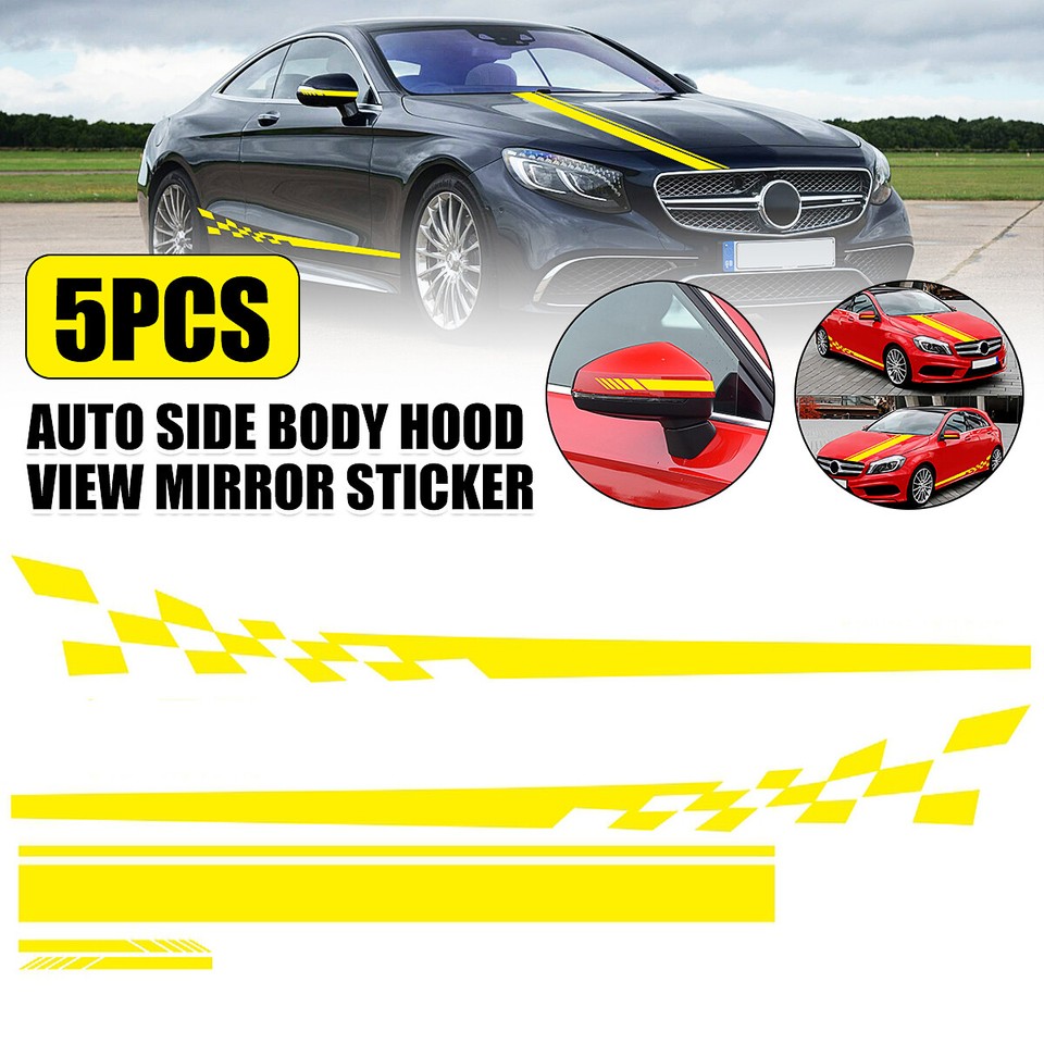 5PCS For Car Racing Long Stripe Sticker Side Body Vinyl Decal Stickers ...