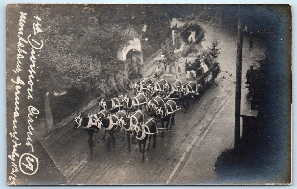 WWI 1st Division Army Soldiers Circus Parade Real Photo Postcard RPPC ...