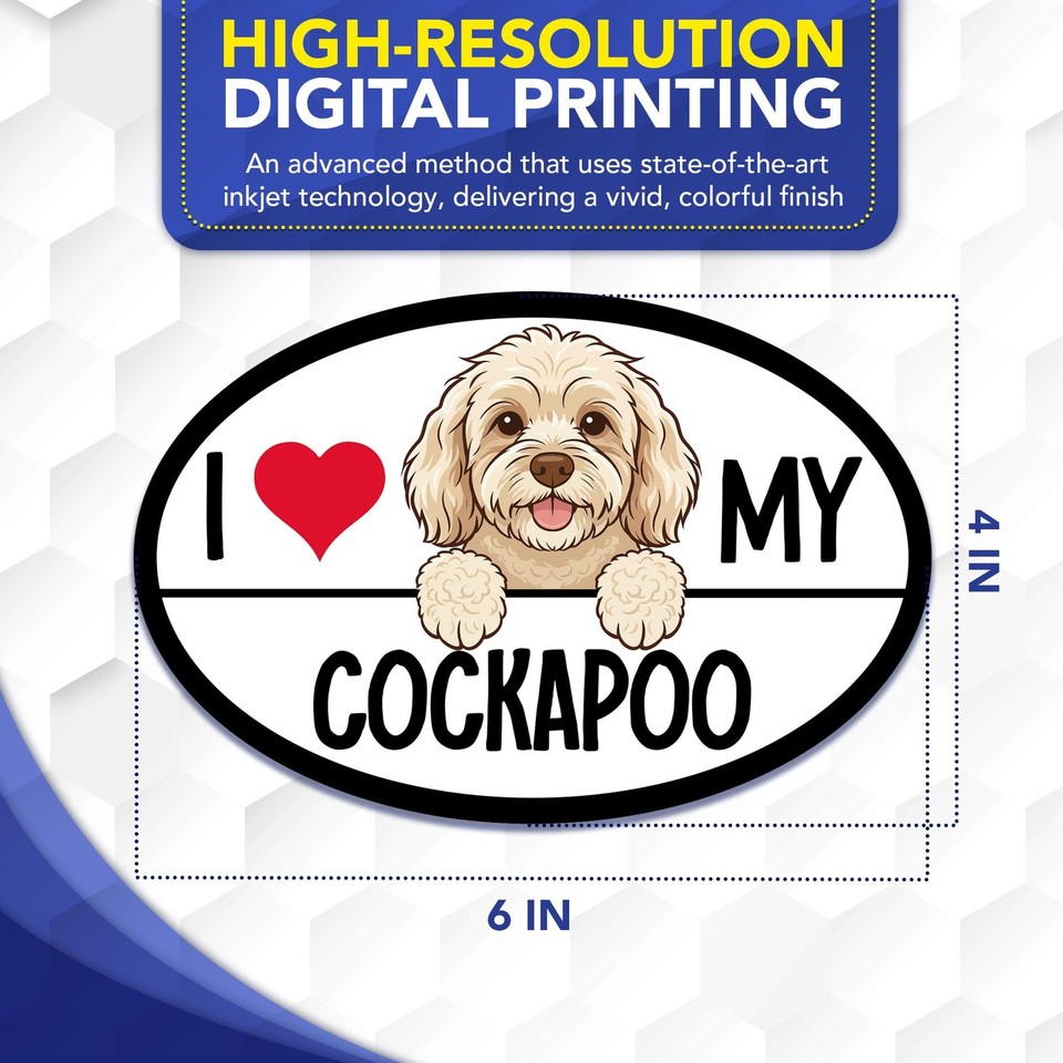 Magnet Me Up I Love My Cockapoo Magnetic Decal 4x6 Inches Oval Shaped ...
