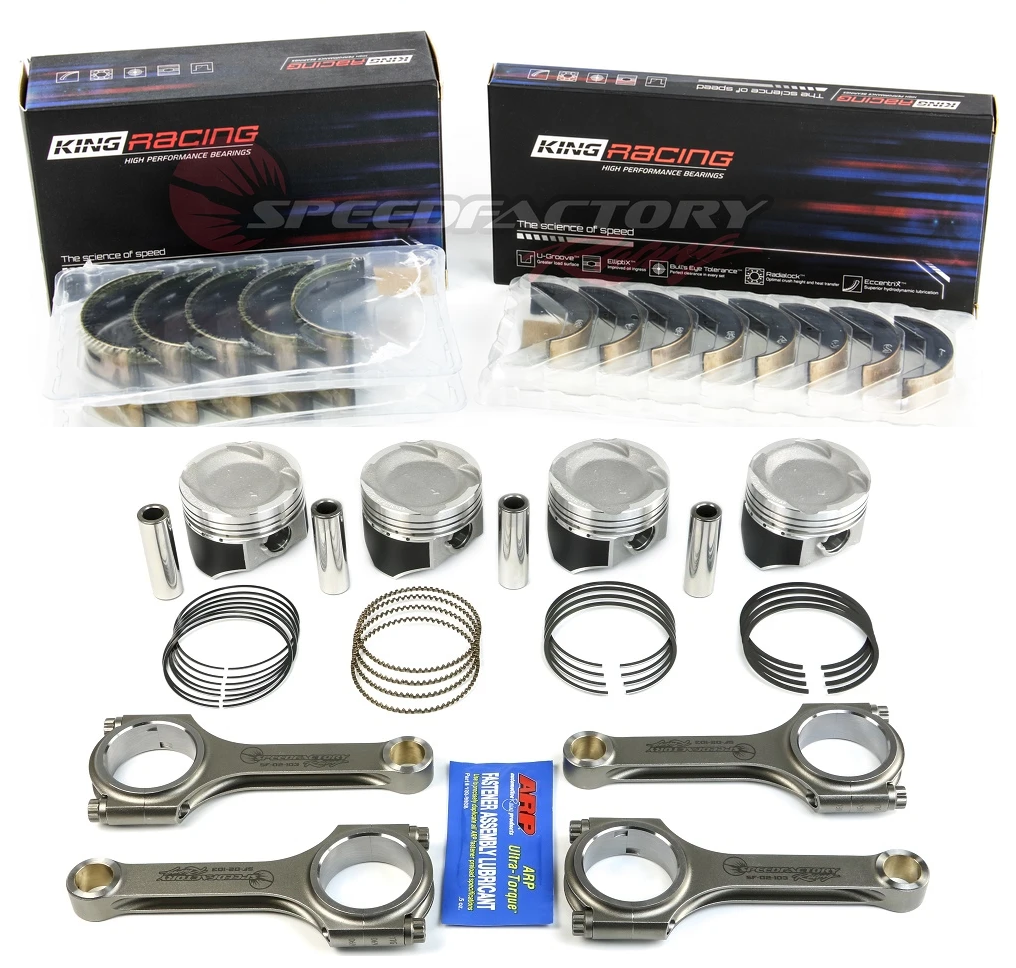 D16 Civic 76mm SpeedFactory No-Notch H-Beam Rod Vitara Piston Set w ...