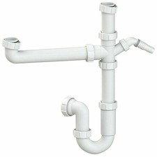 Kitchen Sink Double Waste Pipes 1.5 Bowl Universal U-bend Plumbing Kit ...
