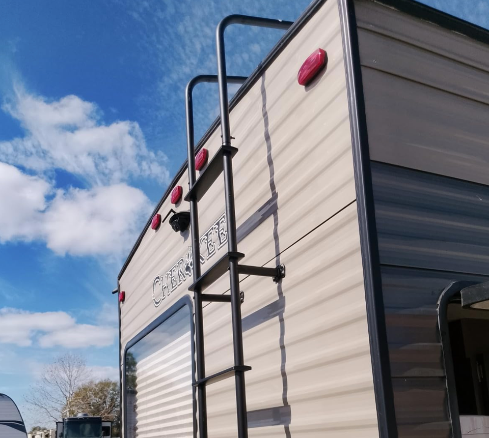 Exterior RV Ladder 7.6FT-8.4FT Travel Trailer Aluminum Black Camper ...