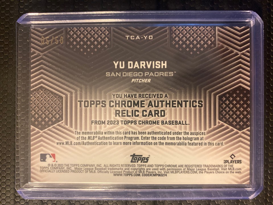 2023 Topps Chrome Authentics Gold Relic Yu Darvish San Diego Padres /50 ...