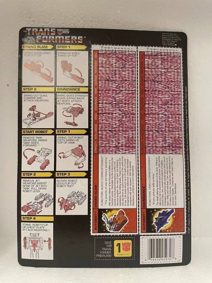 New Transformers G1 Autobots Cassettes Grand Slam Raindance Reissue Box ...