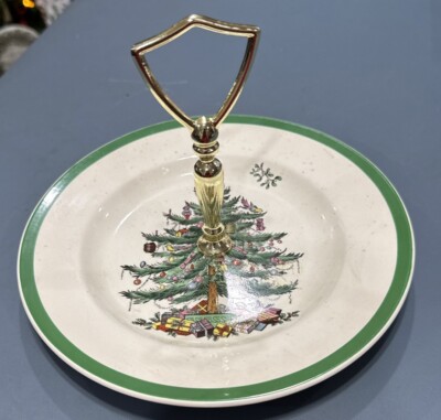 Spode Tidbit Tray "Christmas Tree Cookies For Santa" Plate & Handle | eBay