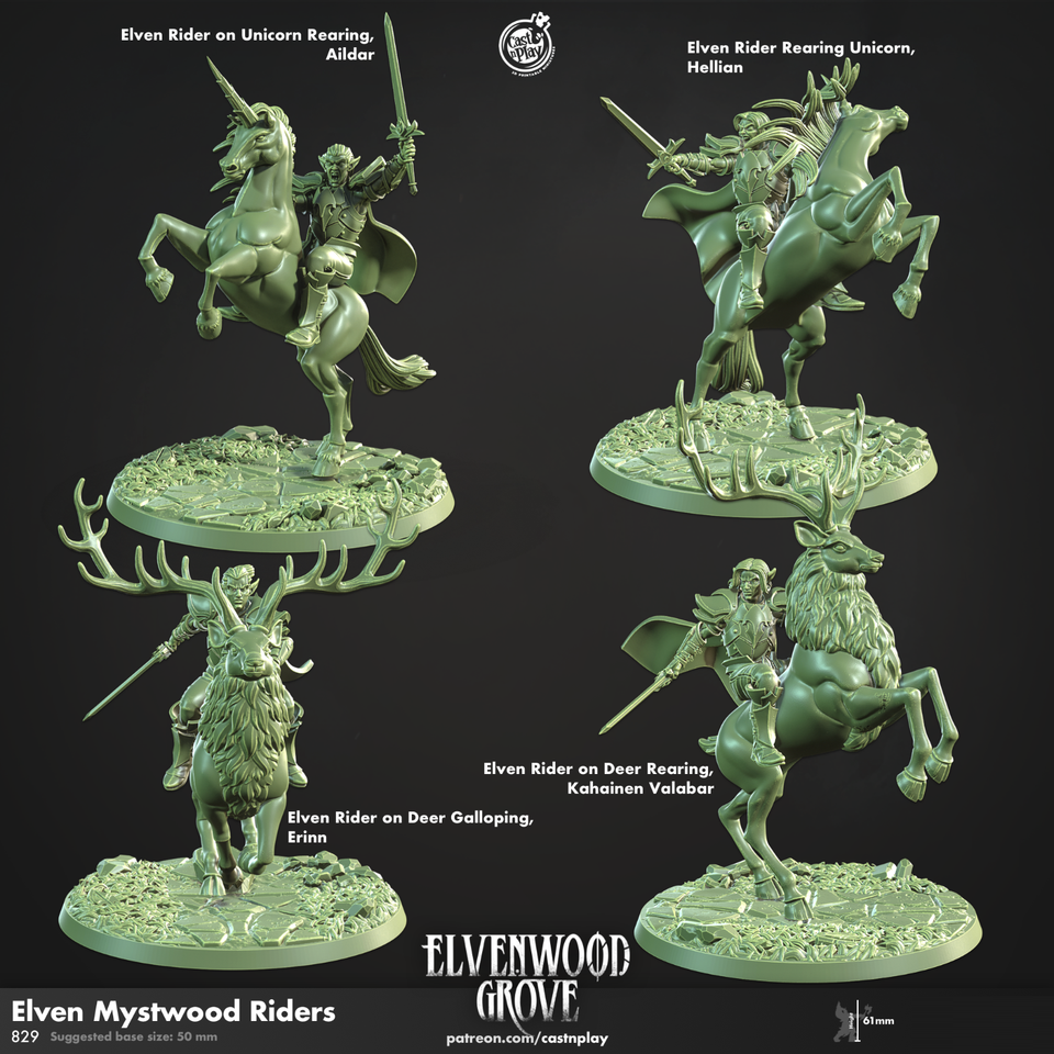 Elf Soldier Miniatures Set Elf Tab On Deer Figurine for Ttrpg's Like ...