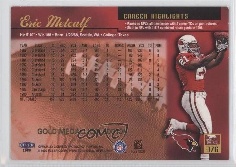 1999 Fleer Ultra Gold Medallion Edition Eric Metcalf #37G 9eu | eBay
